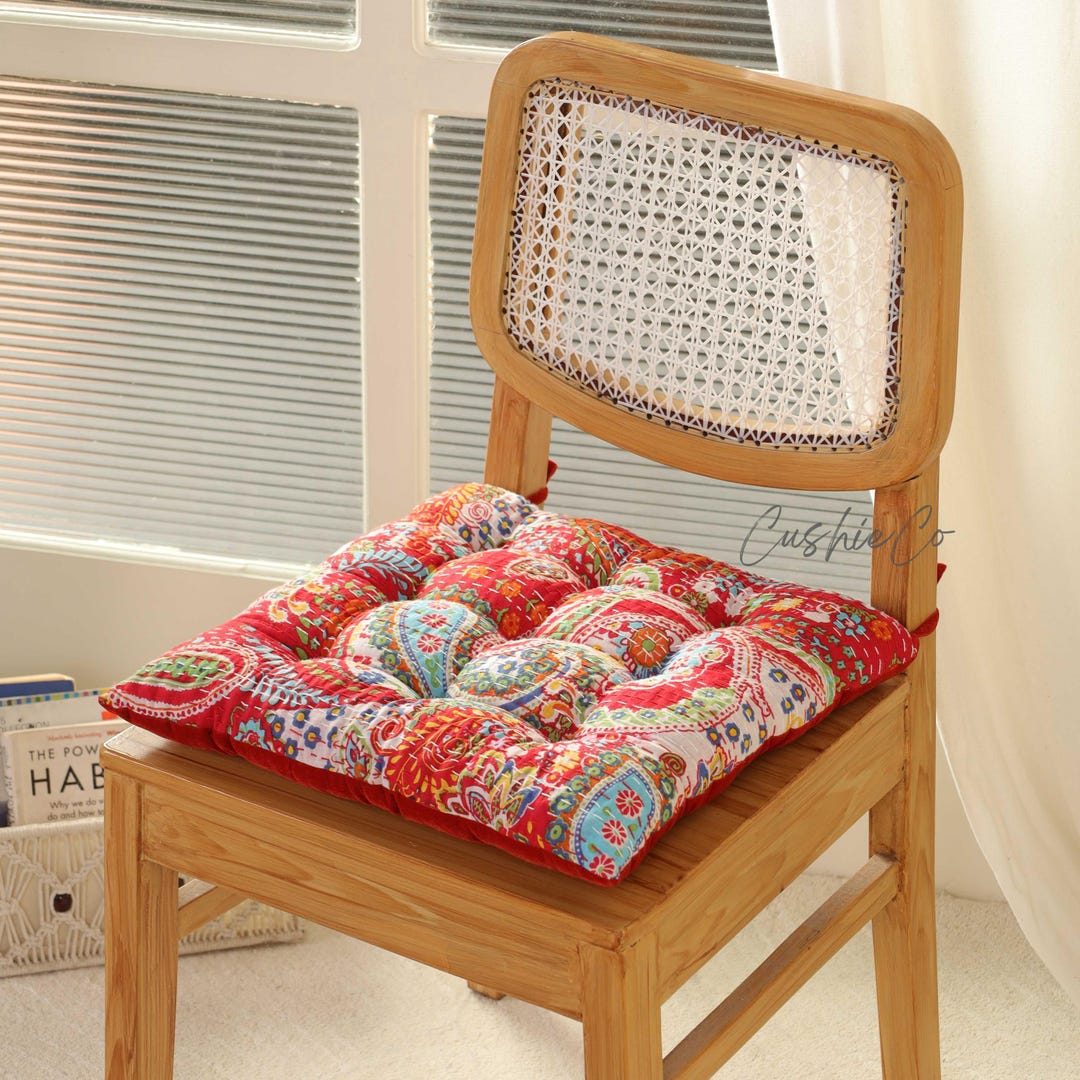 Handmade Boho Paisley Print Chair Pad Seat Cushion Cotton Dinner Dining ...