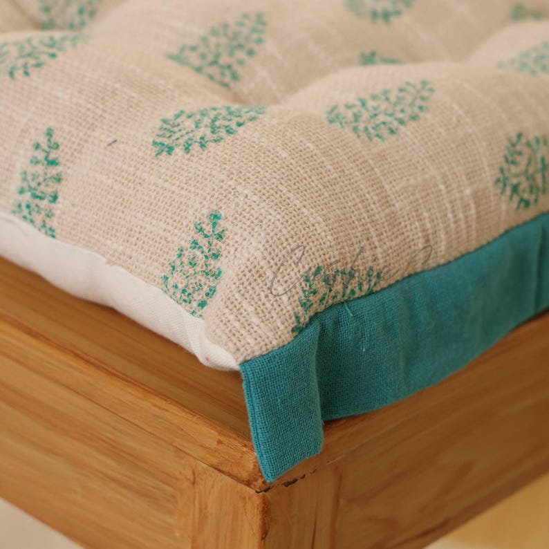 Handmade Block Print Cotton Chair Pad, Boho Seat Cushion - Etsy