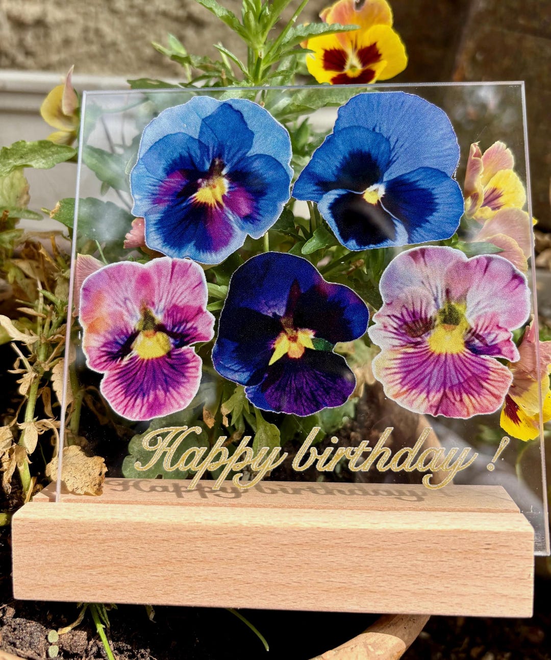 Pressed Flower Print Acrylic Block, Customizable, Gift, Birthday ...