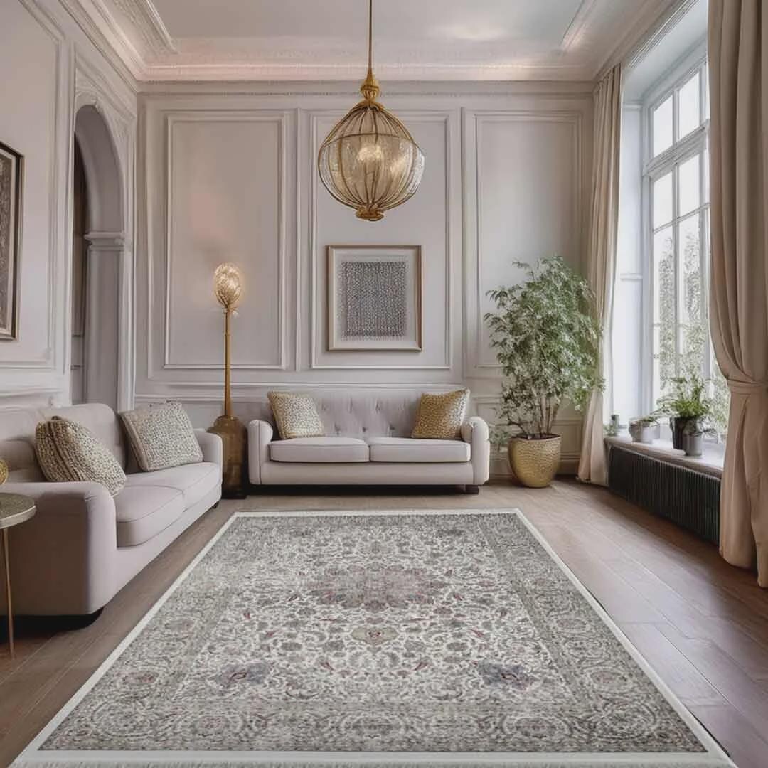 Ivory Floral Centerpiece Rug – Elegant Viscose Carpet - Etsy