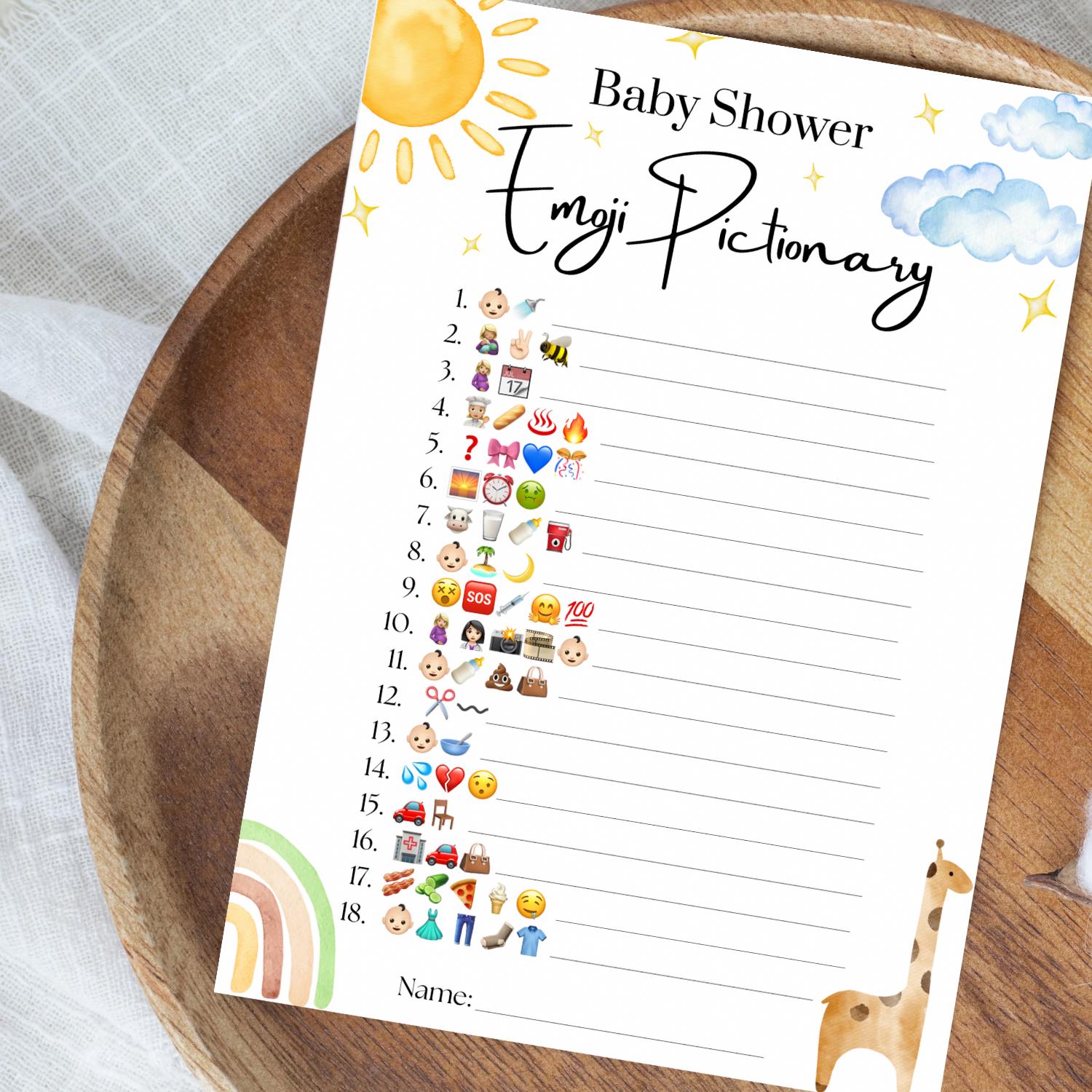 Baby Shower Emoji Pictionary Game - Here Comes the Son Theme - Etsy