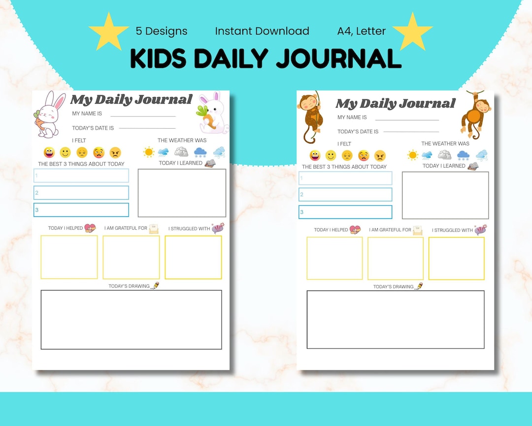 Kids Daily Journal Printable – Daily Planner for Kids, Journal for Kids ...