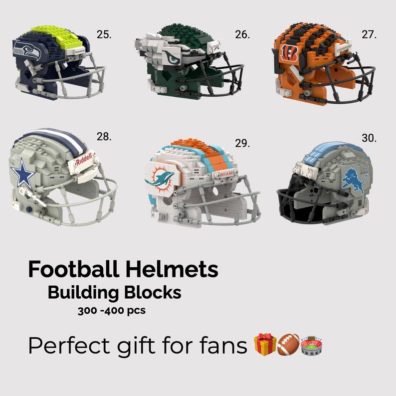 Football Helmet Building Blocks for Fans - Perfect Gift for Super Bowl ...