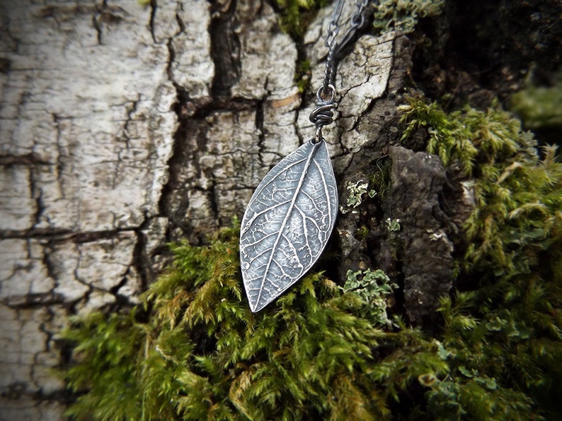 Elven Pendant Pure Silver Sassafras Real Leaves By Etsy