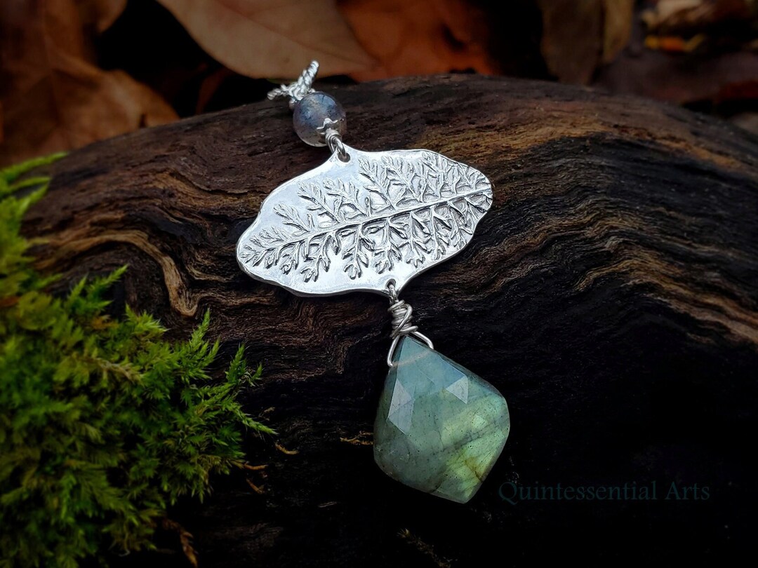 Achillea Millefolium -yarrow Leaf Pure Silver Amulet Pendant With Light ...