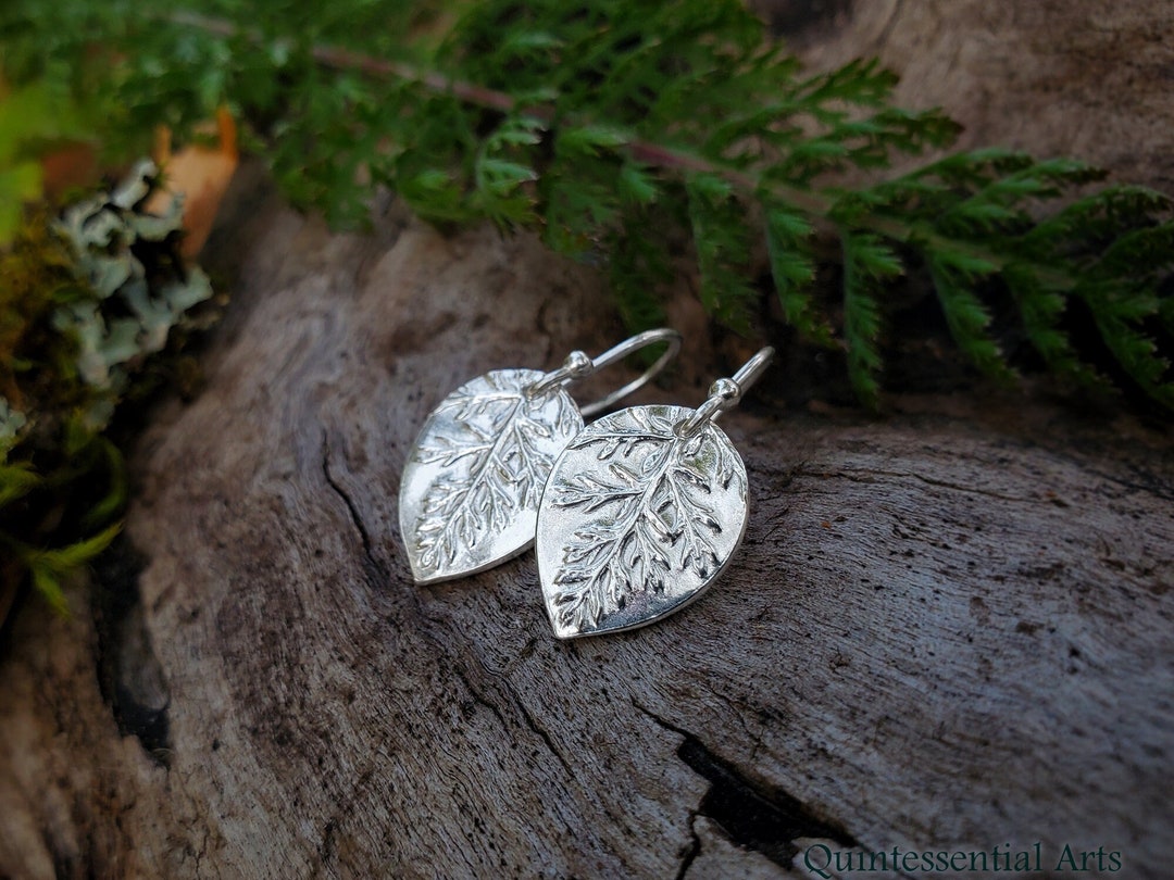 Achillea Millefolium - Yarrow Leaf - Pure Silver Teardrop Earrings by ...