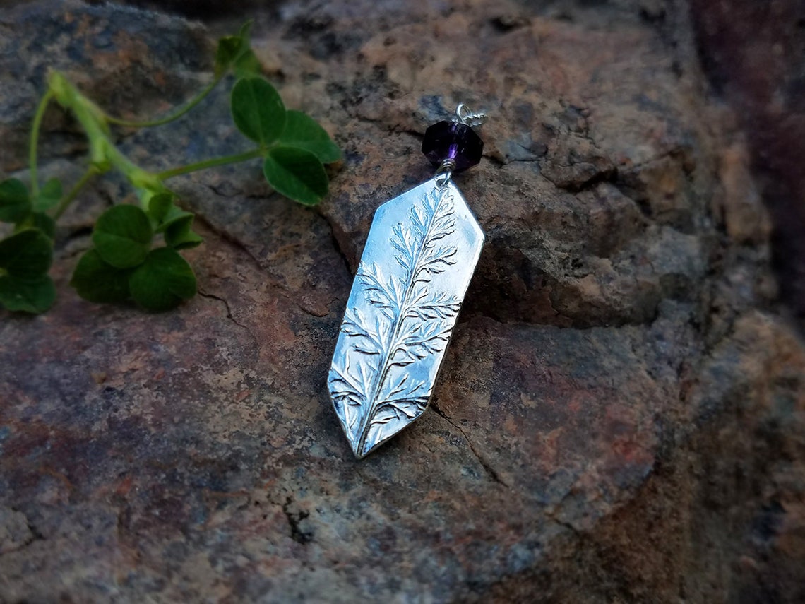 Achillea Millefolium Yarrow Leaf Gem Pure Silver Pendant | Etsy