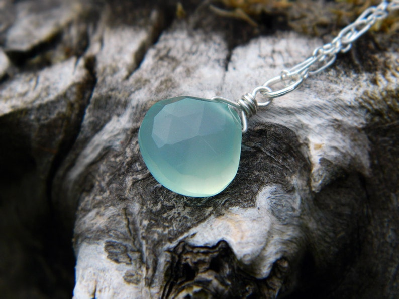 Pale Aqua Blue Chalcedony Charm Pendant by Quintessential Arts - Etsy