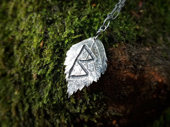 Berkana Rune Betula Birch Leaf Handmade Pure Silver - Etsy