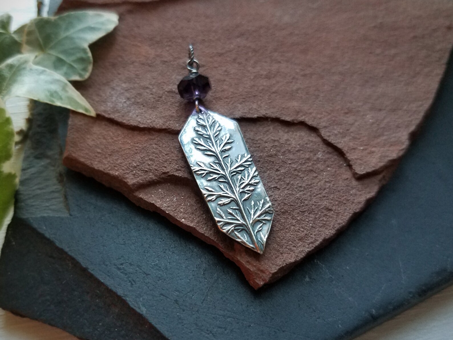 Achillea Millefolium Yarrow Leaf Gem Pure Silver Pendant - Etsy