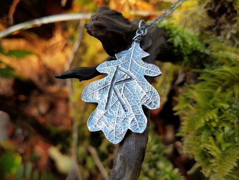 Raido Rune Quercus Oak Tree Leaf Handmade Pure Silver - Etsy