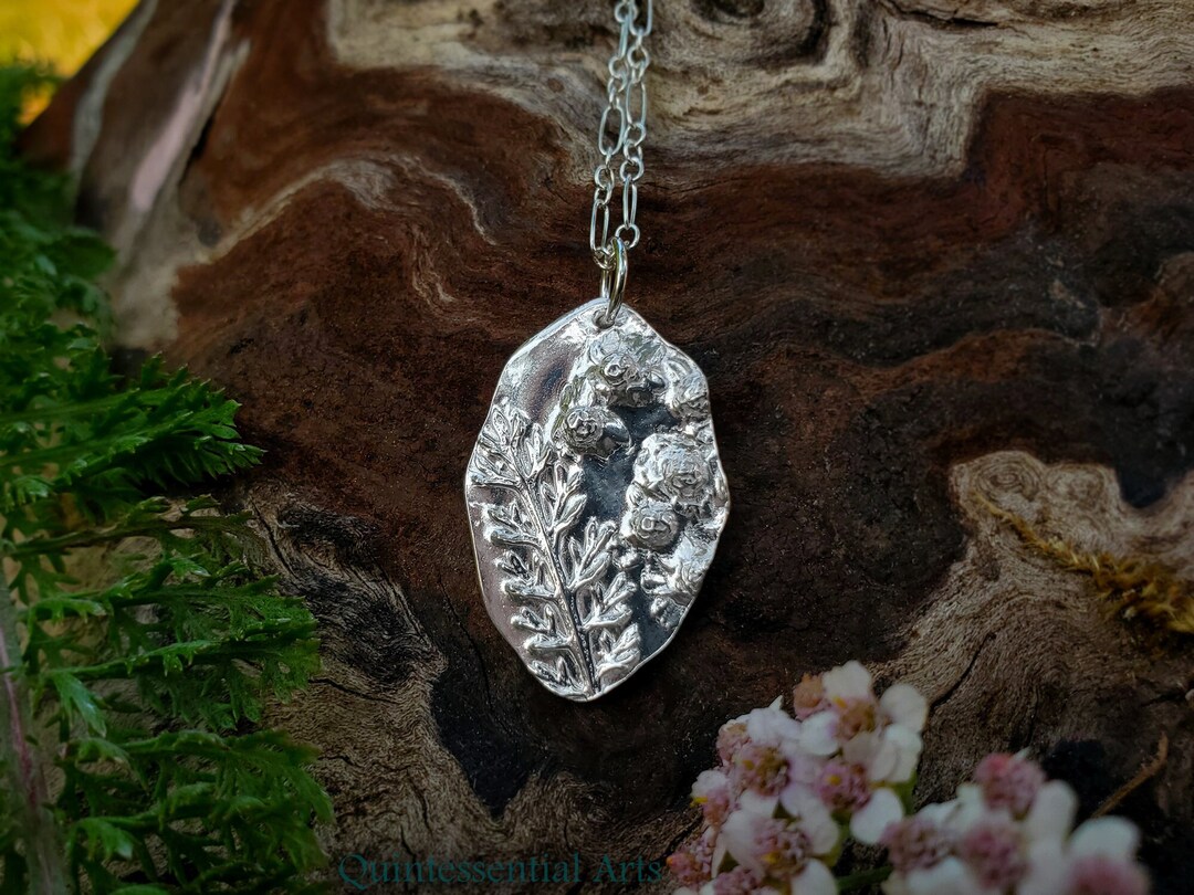 Achillea Millefolium - Yarrow Leaf and Flower Mural - Pure Silver ...