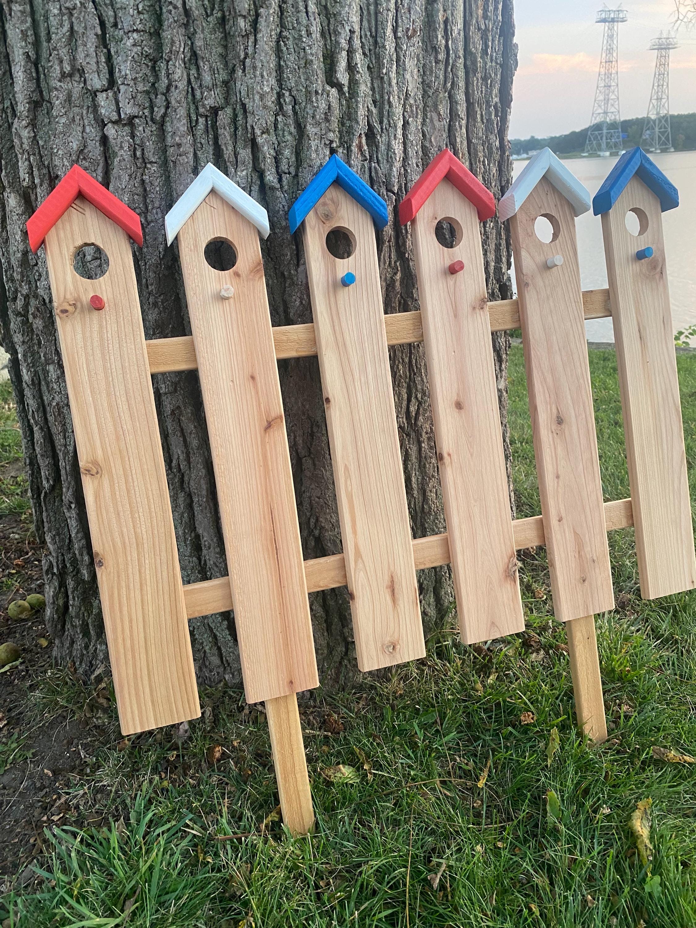 Rustic Cedar Garden Fence Decor: Handmade Picket Fence With Birdhouse ...