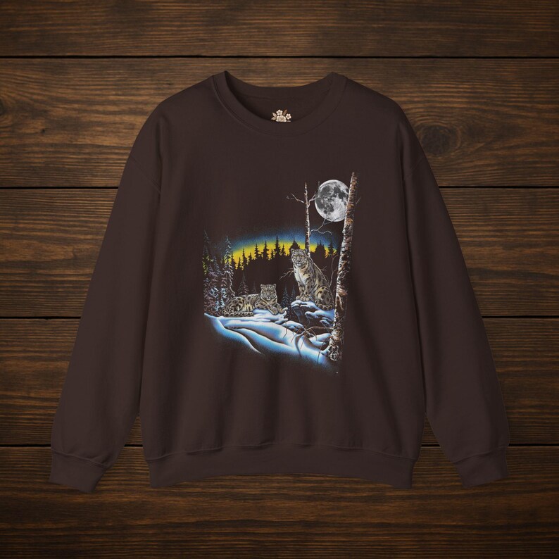Snow Leopard Winter Sweatshirt Arctic Big Cat Wildlife Pullover With ...