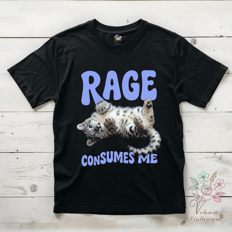 Funny Snow Leopard Cub T-shirt: Rage Consumes Me Graphic Tee - Etsy