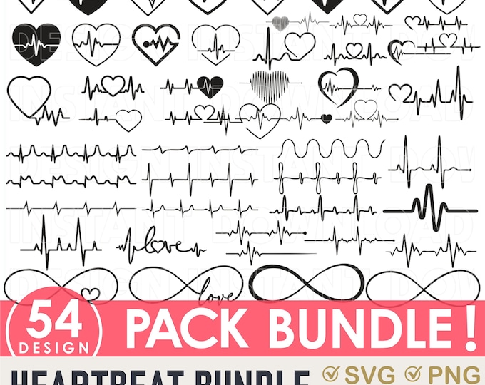 Heartbeat Valentine's SVG. Digital Clipart in Svg Eps Dxf Png. Instant ...