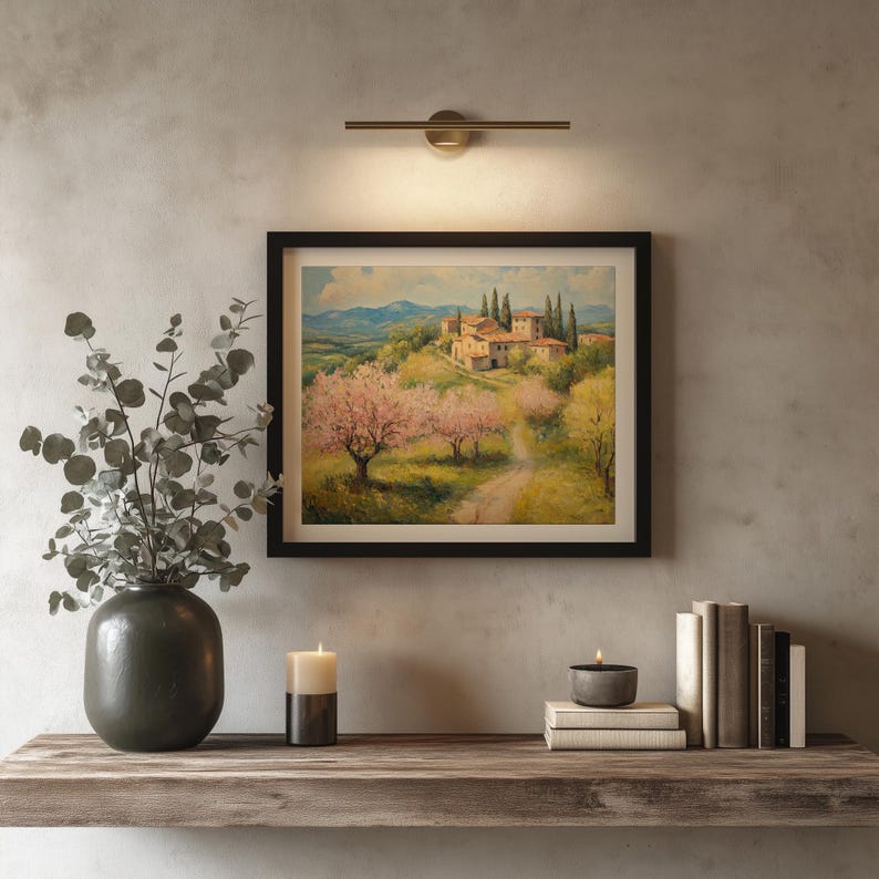 Italian Countryside Spring Printable - Rustic Landscape Art, Romantic ...