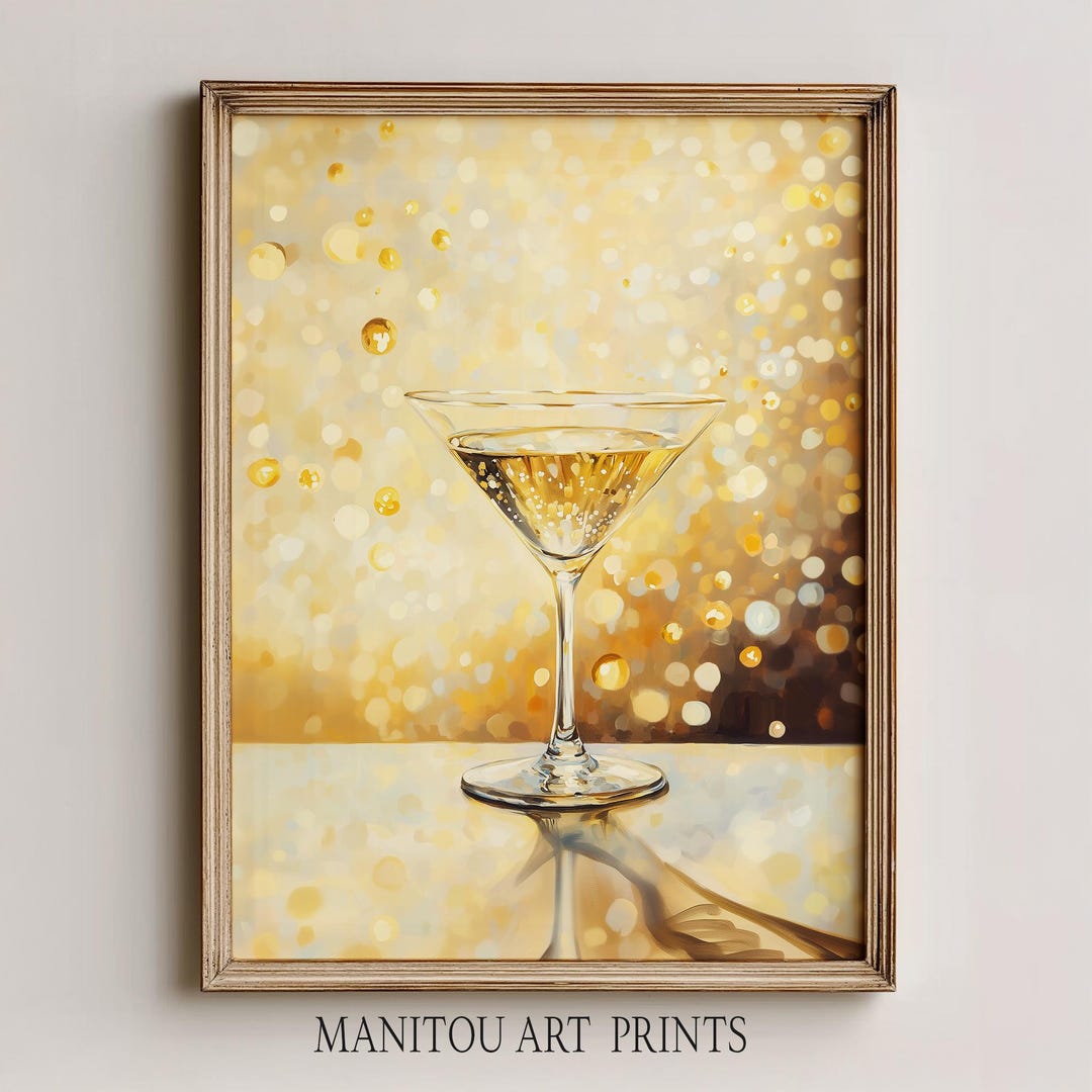 Festive Martini Glass Printable Art - Celebratory Champagne Cocktail ...