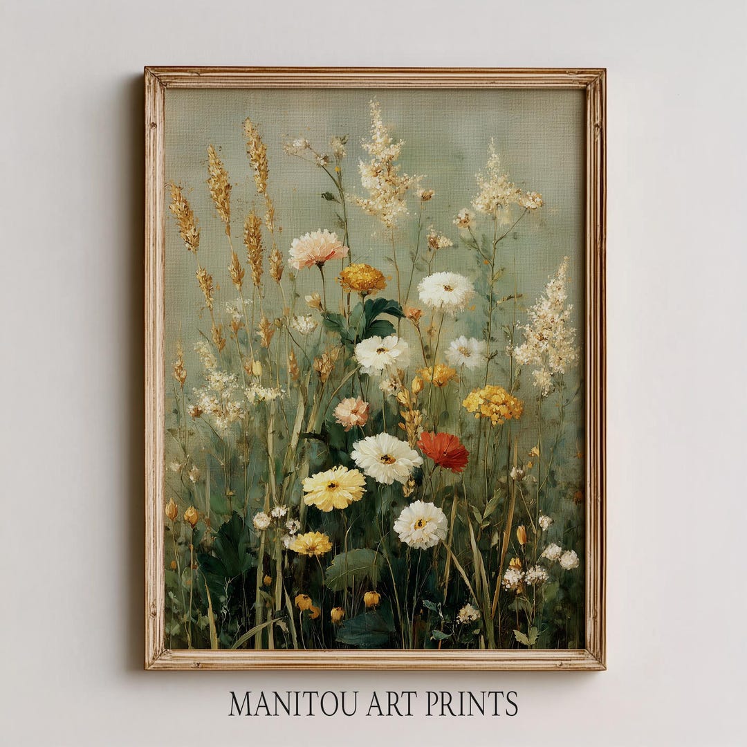 Rustic Wildflower Meadow Printable - Vintage Cottagecore Botanical Art ...