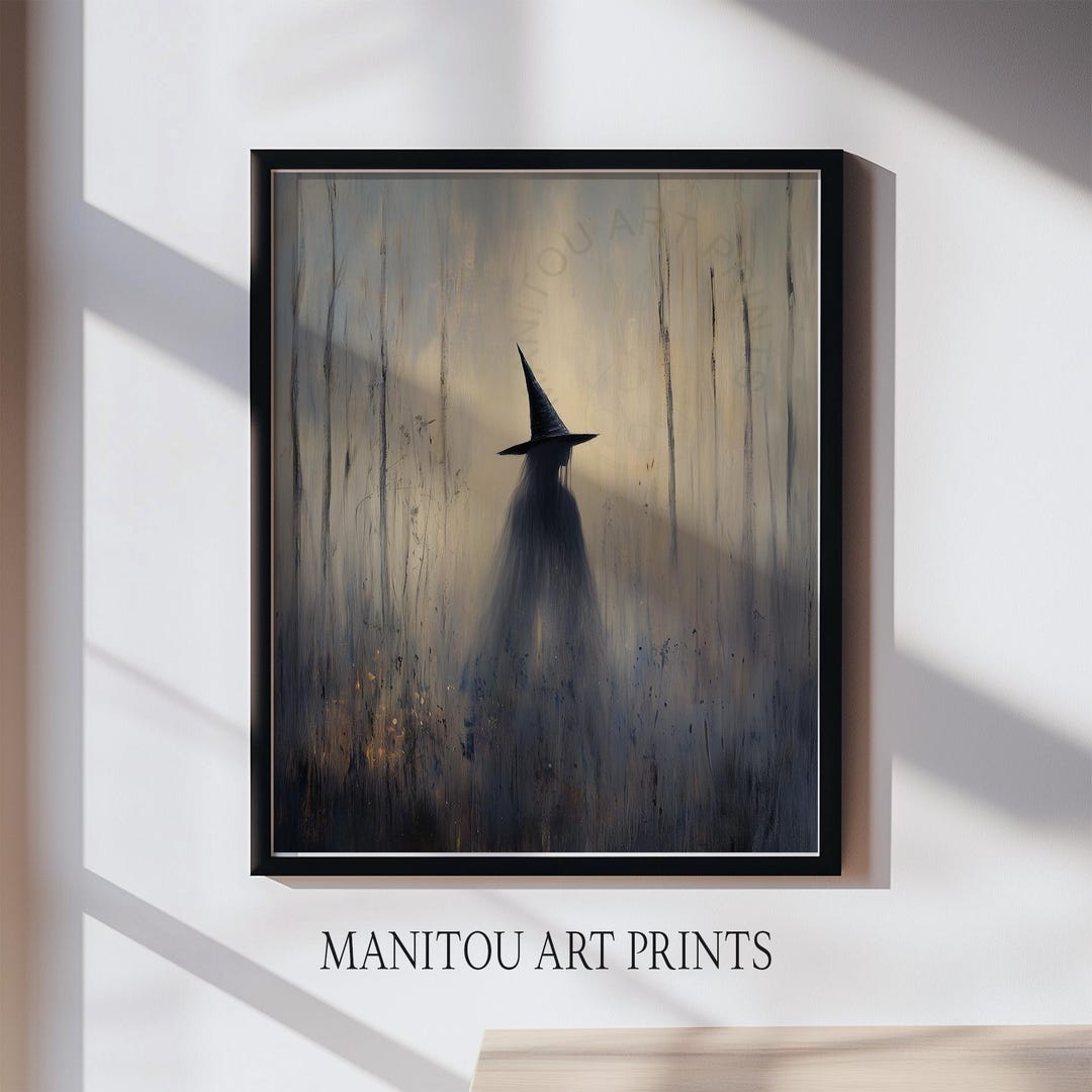 Ghostly Witch in Foggy Woods - Printable Halloween Wall Art, Moody ...
