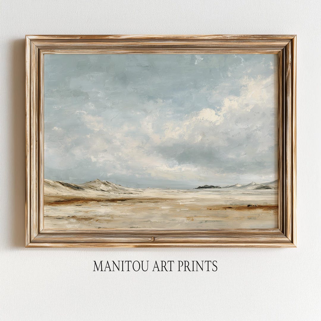 Moody Neutral Coastal Landscape Painting - Printable Impressionistic ...