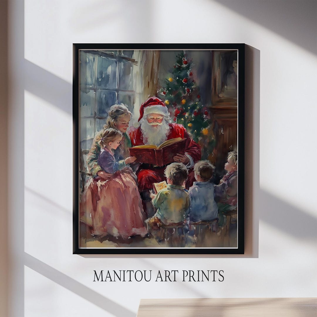 Vintage Santa and Mrs. Claus Reading to Children - Nostalgic Christmas ...