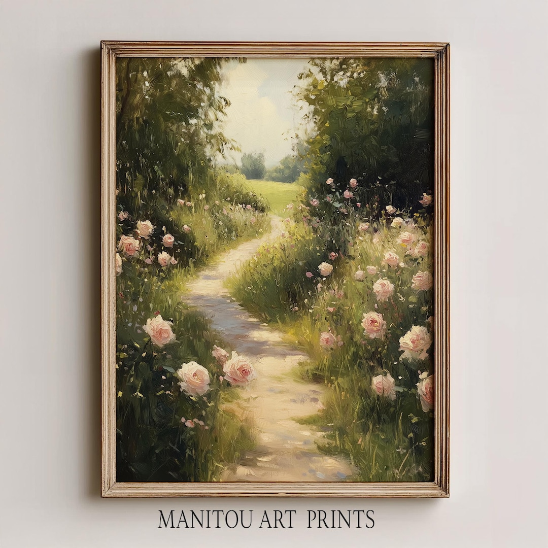 Cottagecore Garden Path Printable - Romantic Vintage Cottage Landscape ...