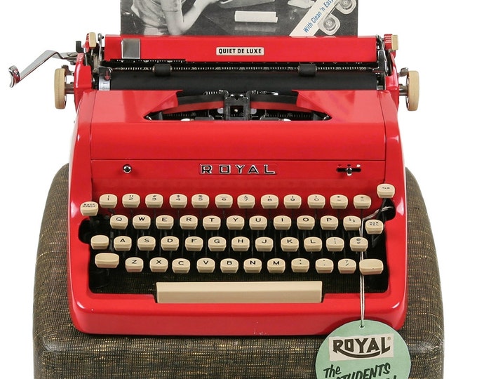 1956 Red Royal Quiet De Luxe Typewriter / Professionally - Etsy