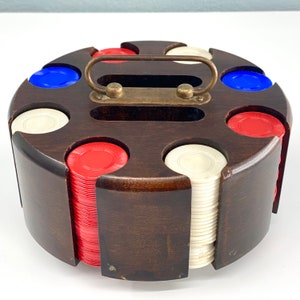Vintage Revolving Wood Poker Chip Rack - Good Condition With a Chip ...