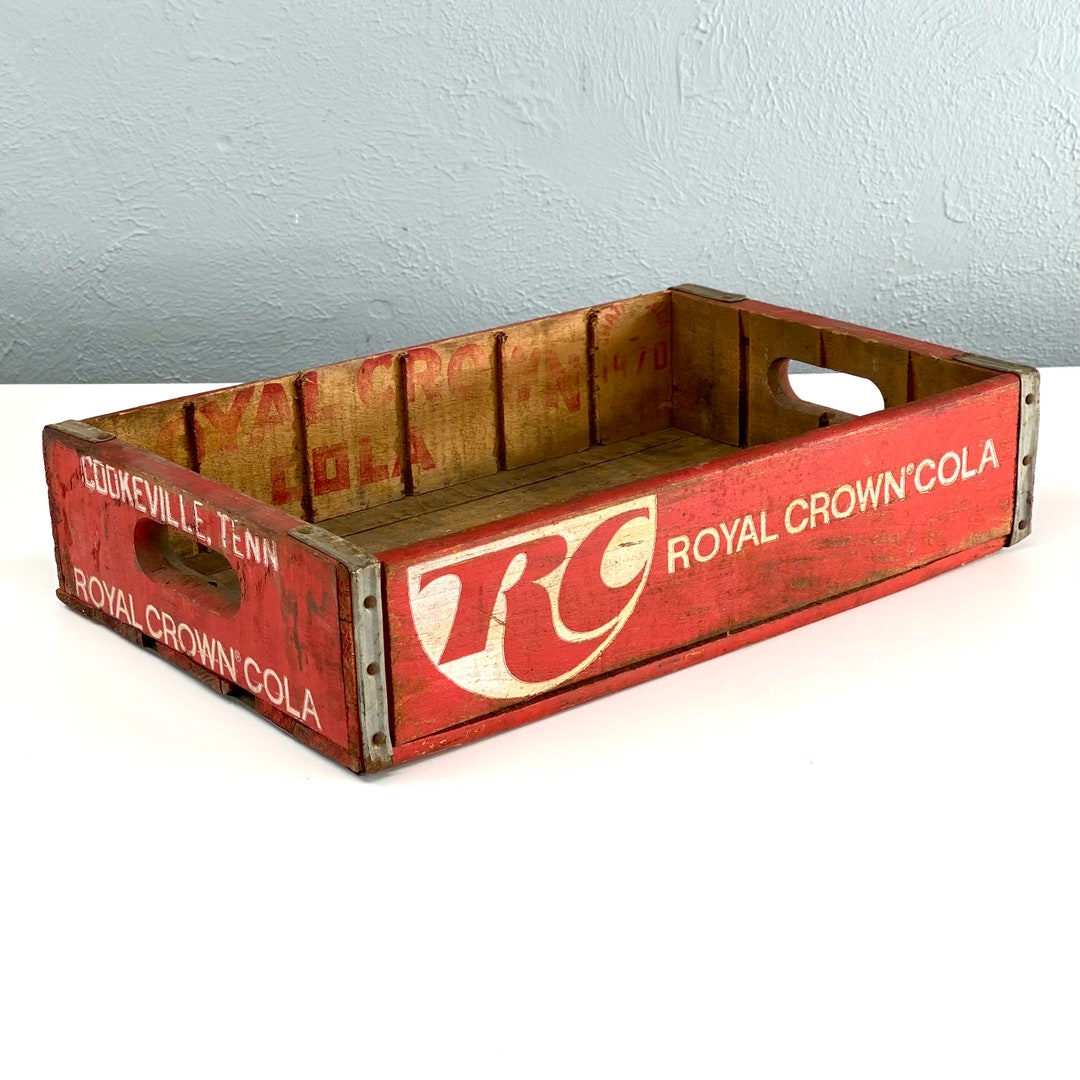 Vintage RC Cola Crate, Red and White Royal Crown Cola Wooden Crate ...