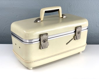 Vintage White Train Case With Mirror, Good Condition (see Item ...