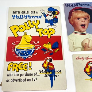 Vintage Poll Parrot Shoes Signage, 1970s Ephemeral Vintage Ad Cardboard ...