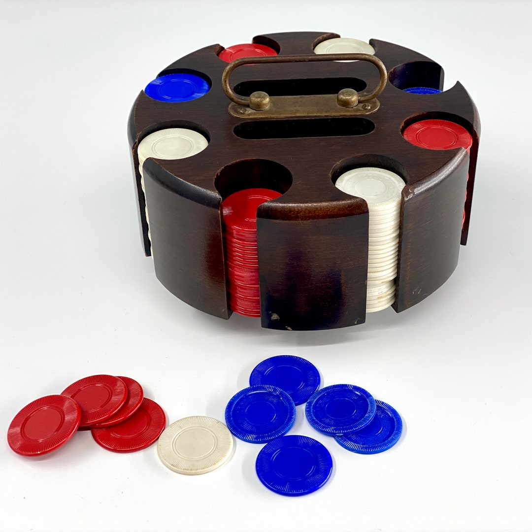 Vintage Revolving Wood Poker Chip Rack - Good Condition With a Chip ...