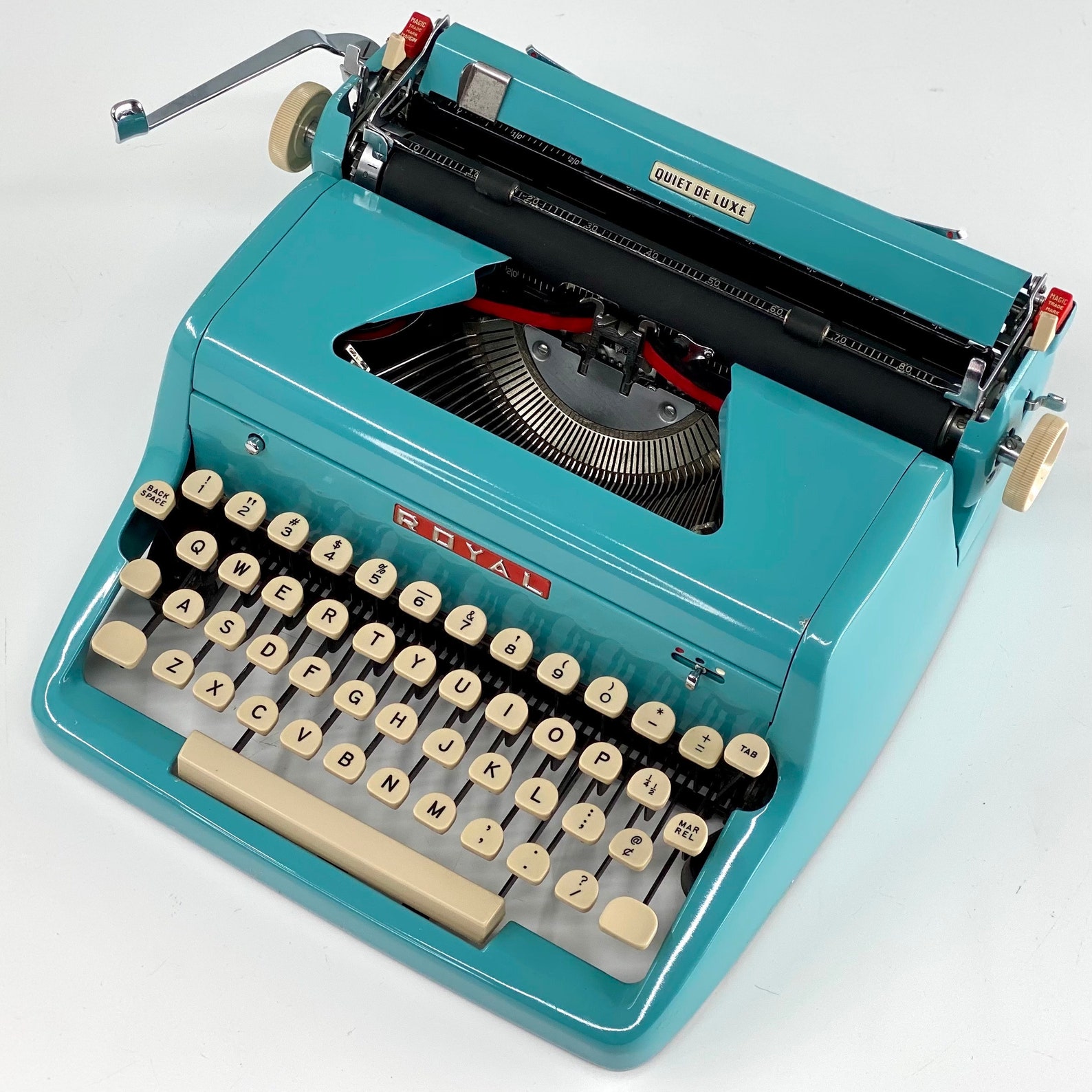 1956 Turquoise Royal Quiet De Luxe Typewriter - Very Good Working ...