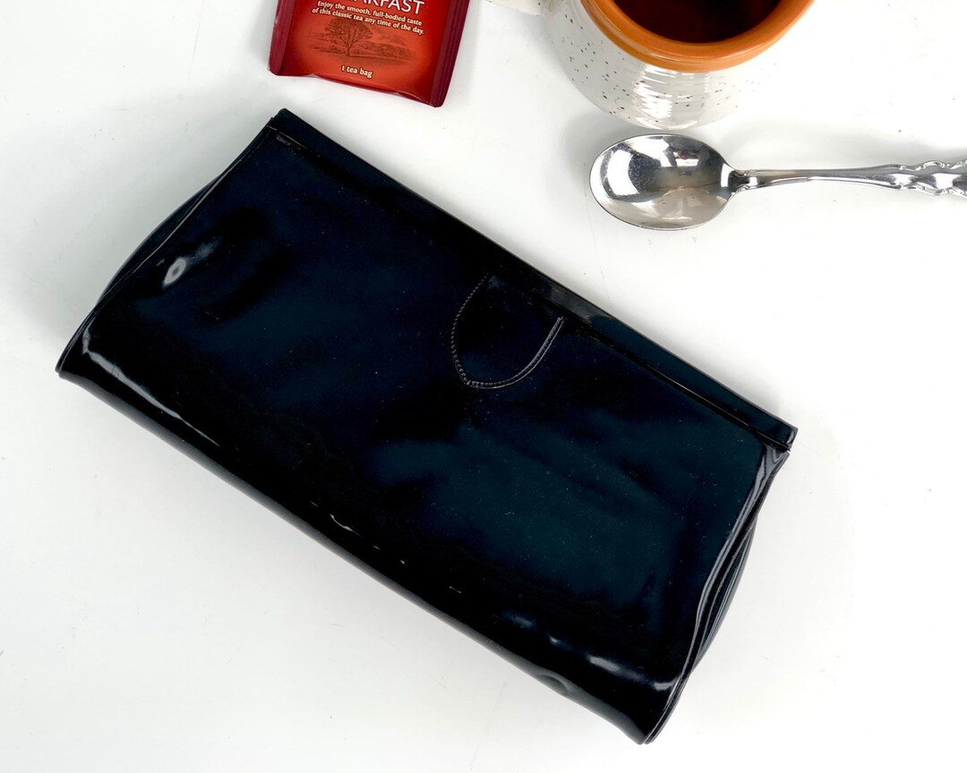 1950s Black Vinyl Clutch Purse, 1960s Handbag Snap Closure - Etsy