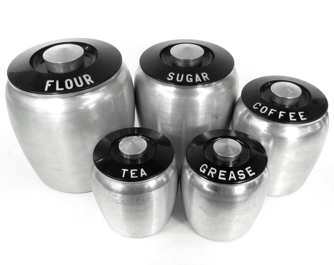 Vintage Kromex Kitchen Canister Set / Aluminum Art Deco / - Etsy
