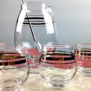 Mid Century Barware Set, Pitcher With Stir Spoon and 5 Glasses, Mad Men ...
