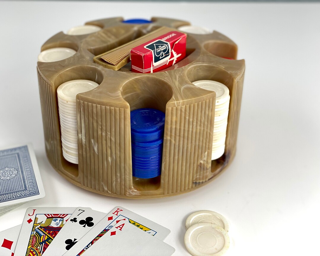 Vintage Towe Plastic Poker Chip Caddy With Chips and Two Decks of ...