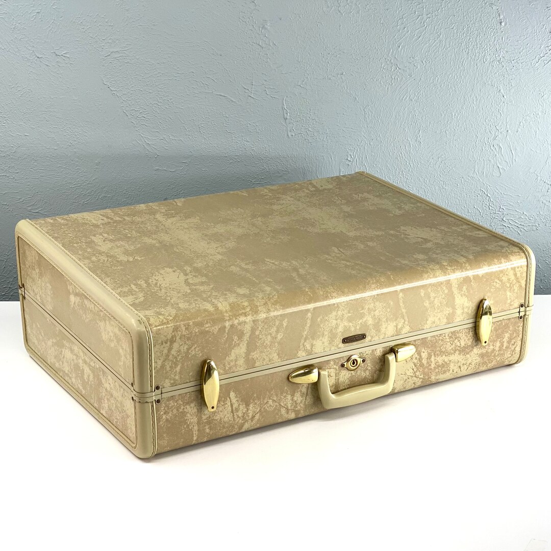 Large Vintage Samsonite Suitcase, Natural Rawhide, White Luggage, Style ...