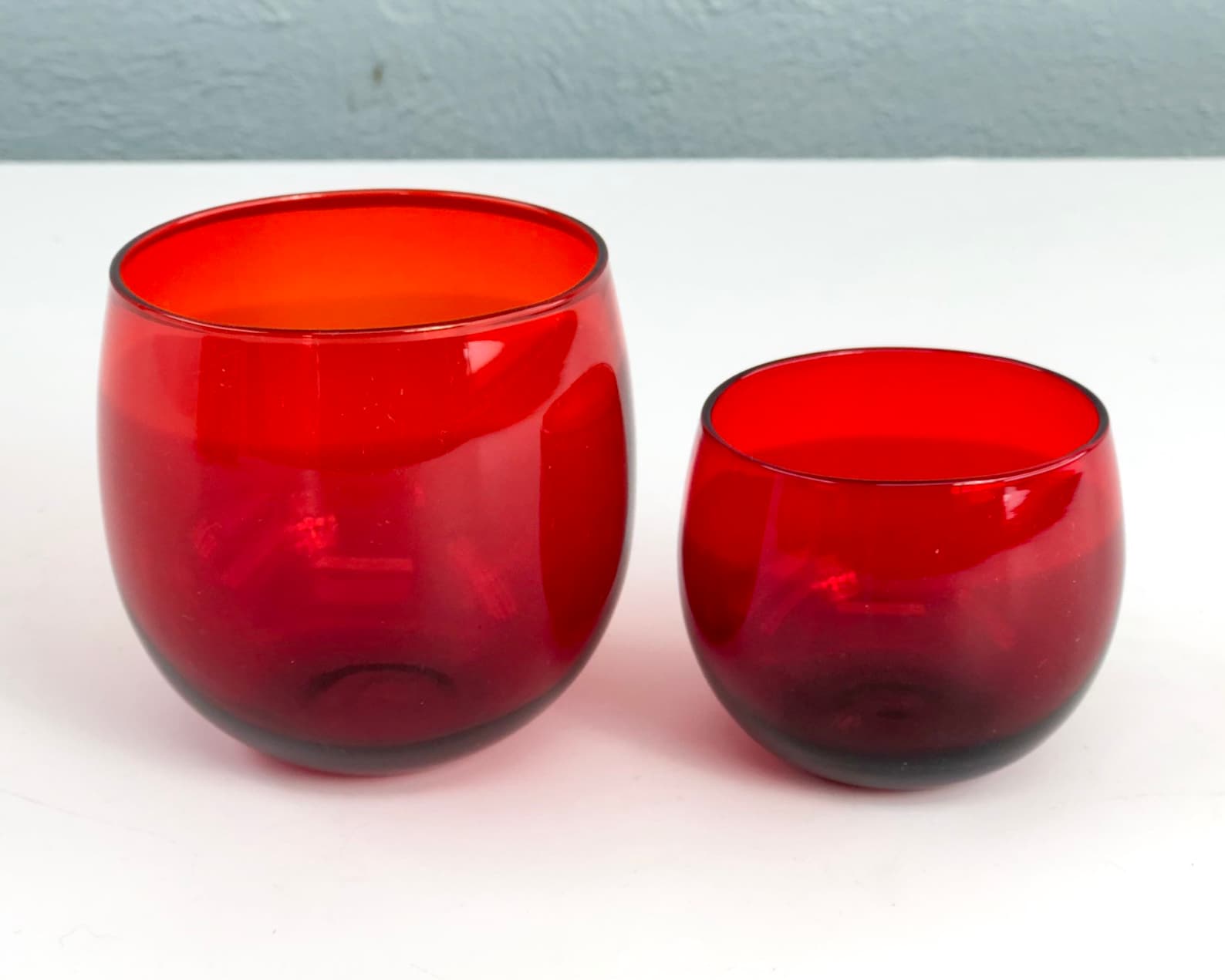 Mid Century Ruby Red Roly Poly Glasses Mad Men Cocktail | Etsy