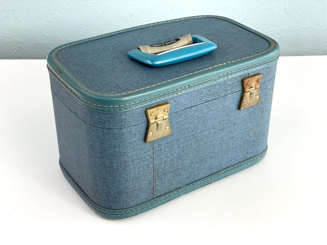 Vintage Blue Train Case by Travel Smart Cosmetic Case - Etsy