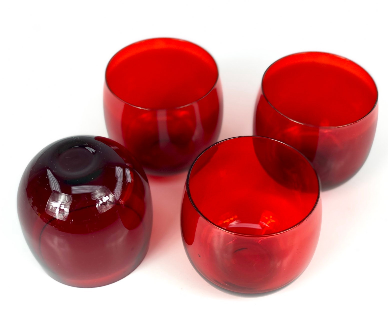 Mid Century Ruby Red Roly Poly Glasses Mad Men Cocktail | Etsy