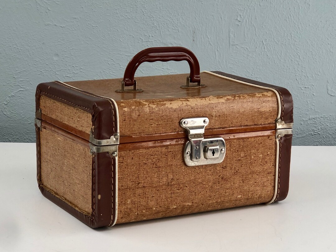 Small Vintage Train Case Vintage Luggage Suitcase Two Tone - Etsy