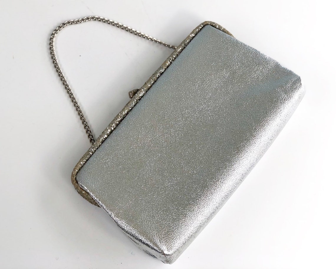 1950s Slinky Silver Clutch Purse 1960s Handbag Snap Closure | Etsy
