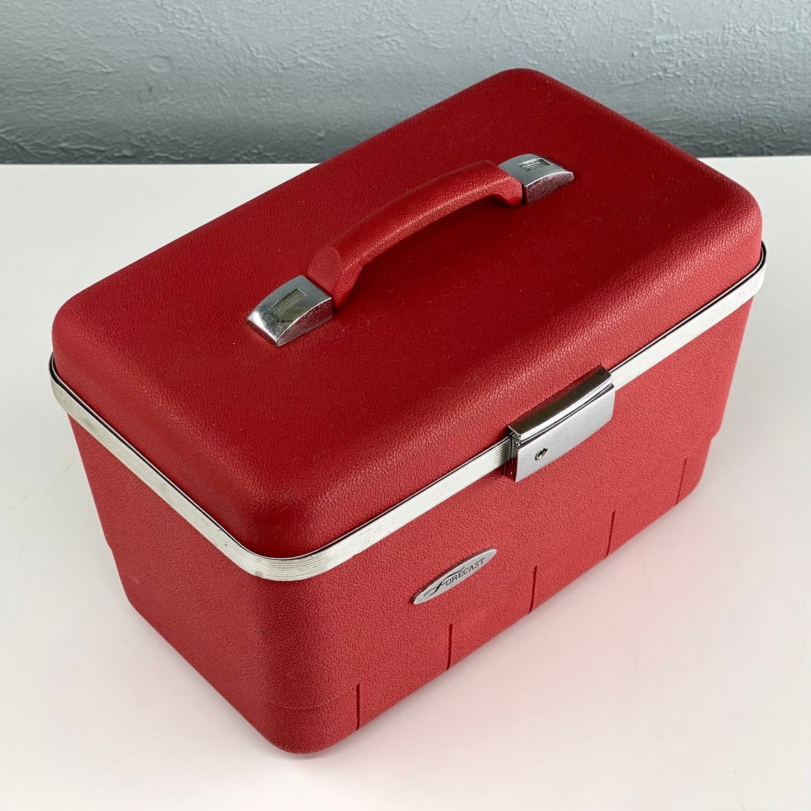 Vintage Forecast Red Train Case With Mirror, Very Good Condition (see ...