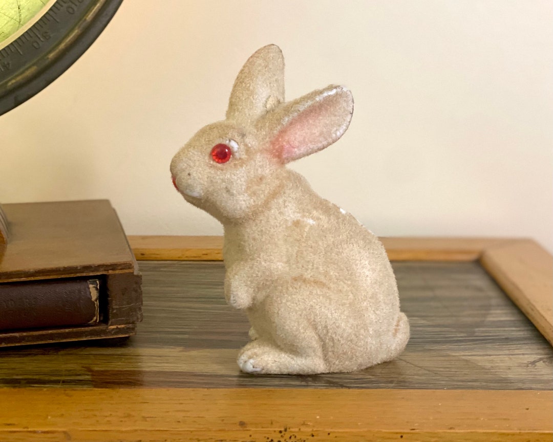 Vintage White Flocked Bunny Bank Made in Hong Kong - Etsy