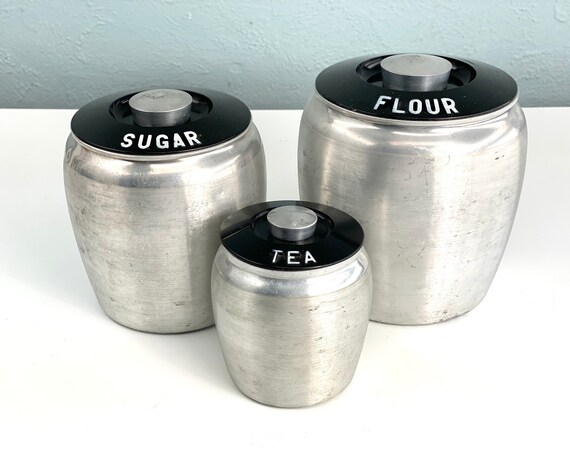 Vintage Kromex Kitchen Canister Set Flour Sugar and Tea - Etsy