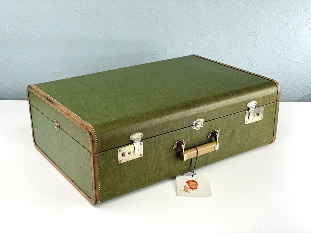 Large Antique Wheary Luggage Vintage Suitcase Racine - Etsy