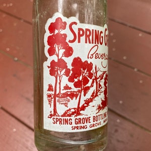 Vintage Glass Spring Grove Beverages, Soda Pop Bottle Spring Grove ...