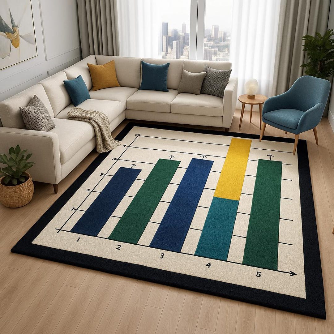 Hand-tufted Bar Graph Rug: Modern Living Room Accent - Etsy